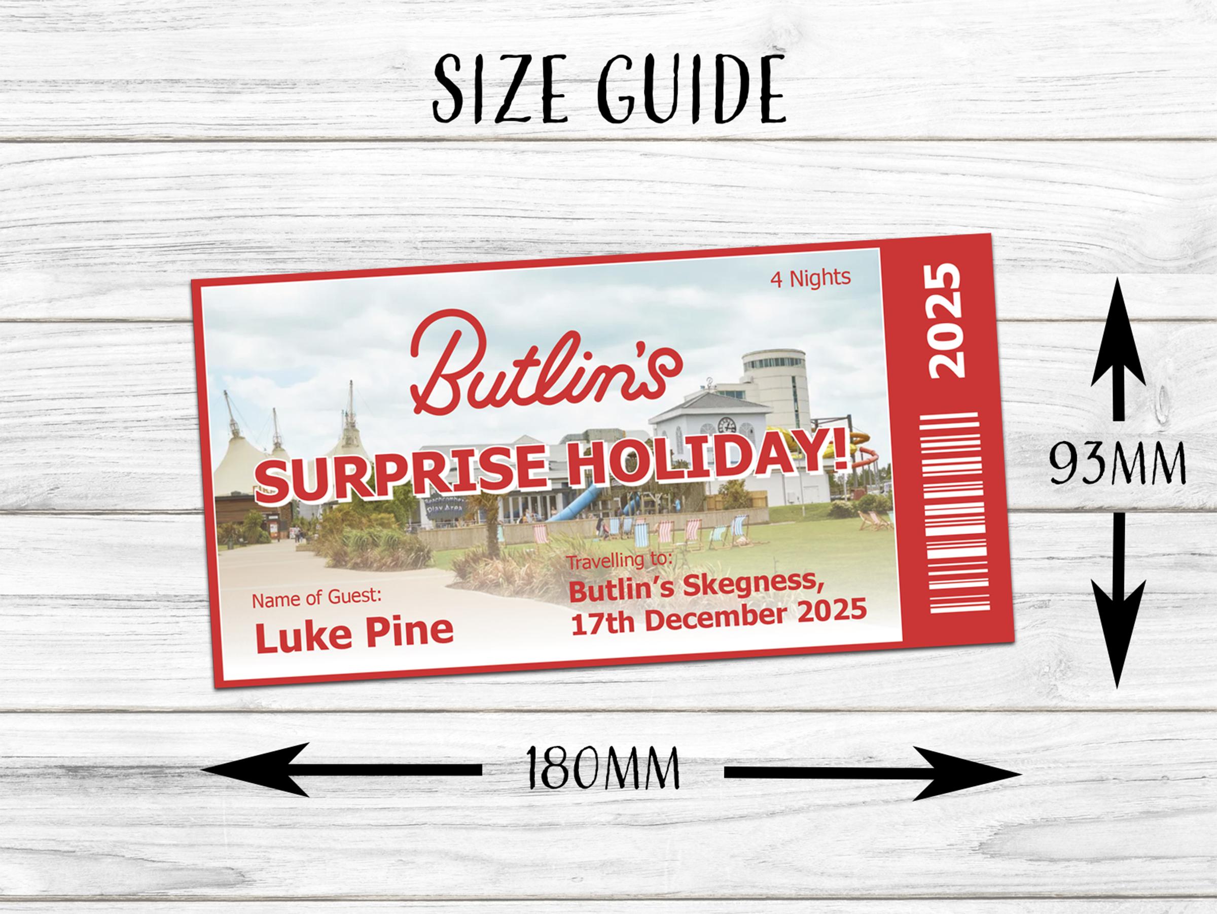 Print-at-home, Butlins Ticket, Birthday or Surprise Trip Reveal, PDF ...