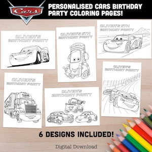 Personalized Cars Birthday Coloring Pages - Custom Race Car Party ...