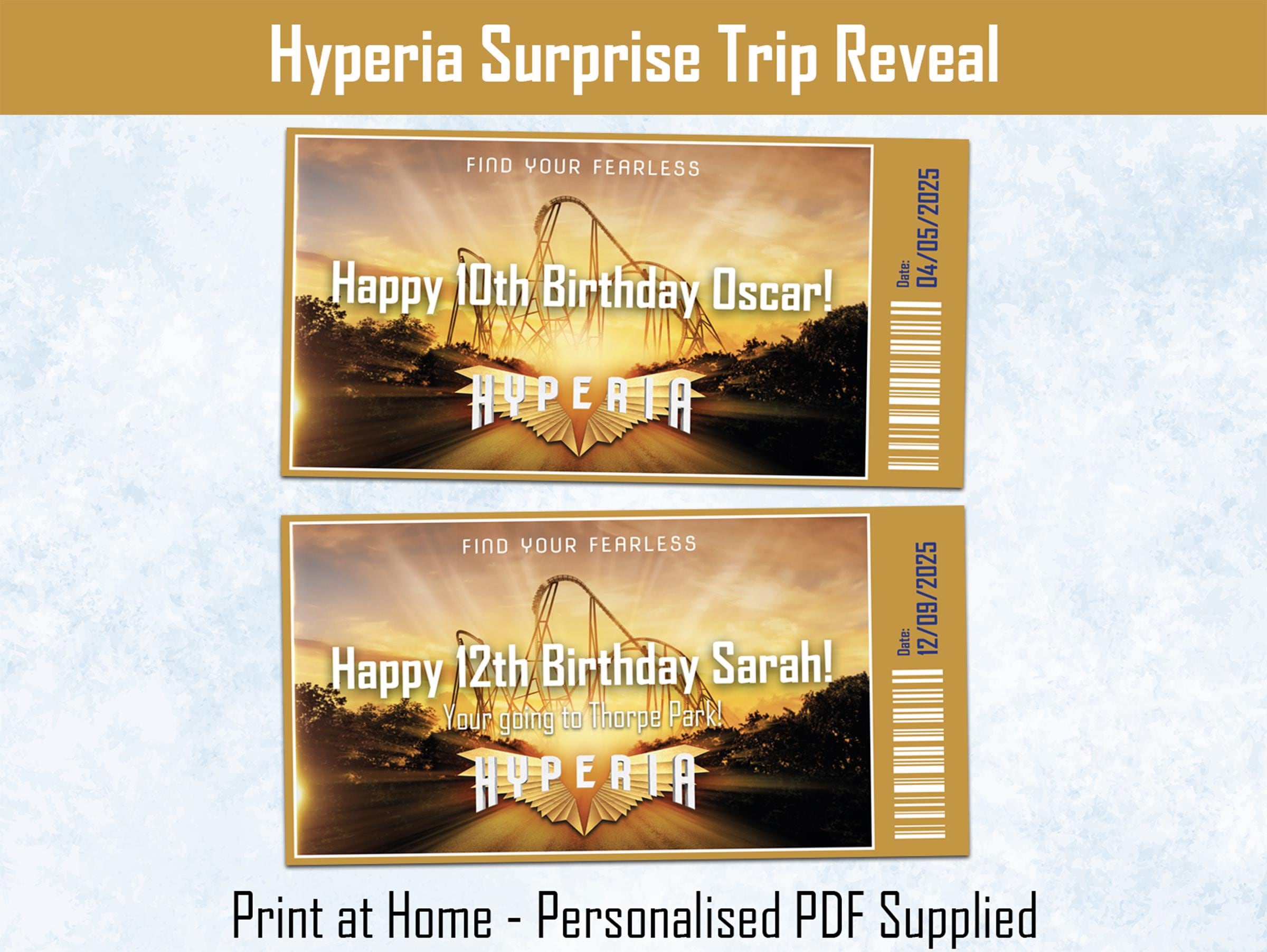 Print-at-home, Hyperia Thorpe Park Ticket, Birthday or Surprise Trip ...