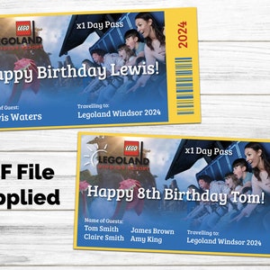Print-at-home, Legoland Ticket, Birthday or Surprise, PDF - Etsy