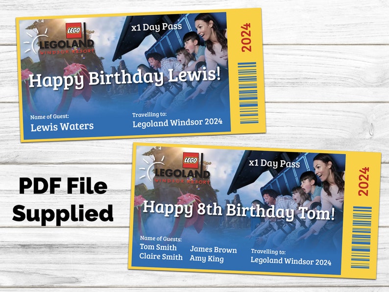 Print-at-home, Legoland Ticket, Birthday or Surprise Trip, PDF - Etsy