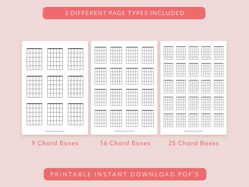 Guitar Learning Bundle – Printable Chord Charts, Fretboard Diagrams and ...