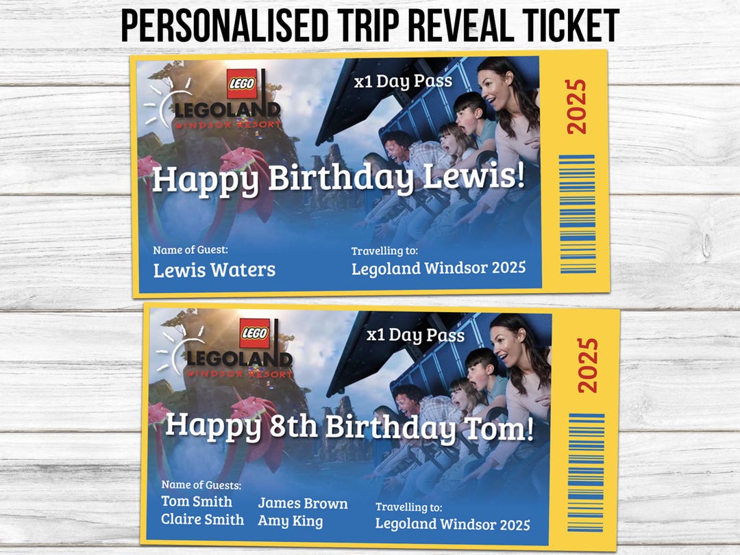 Print-at-home, Legoland Ticket, Birthday or Surprise Trip, Keepsake PDF ...