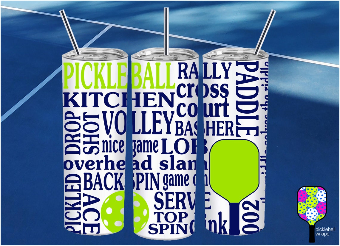 Fun Pickleball Sayings Word Cloud Customizable Pickleball Tumbler Wrap ...