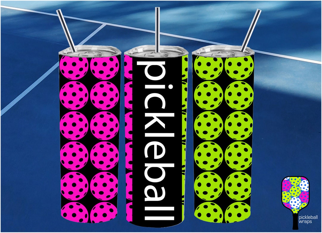 Pickleball Tumbler Wrap Pink & Green Balls Design Digital Download for ...