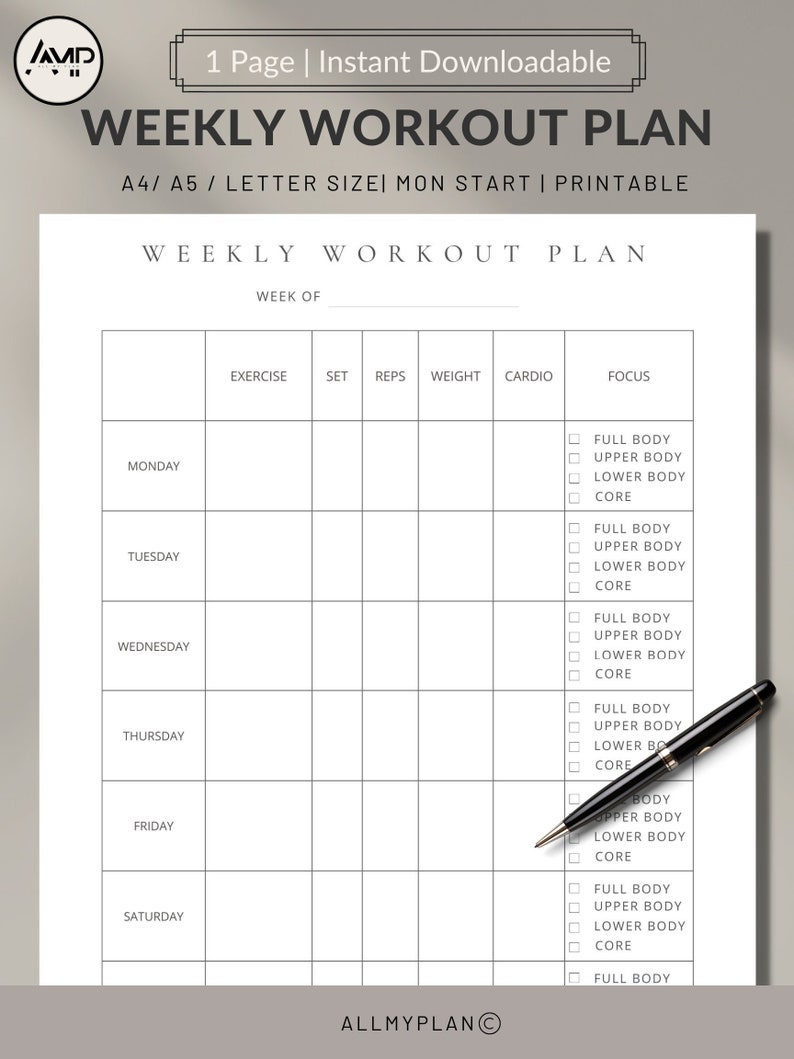 Printable Workout Planner Template Home Workout Planner - Etsy Canada