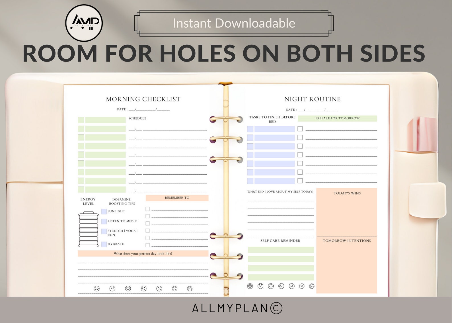 Daily Routine Template, Morning Checklist, Evening Routine, Custom ...