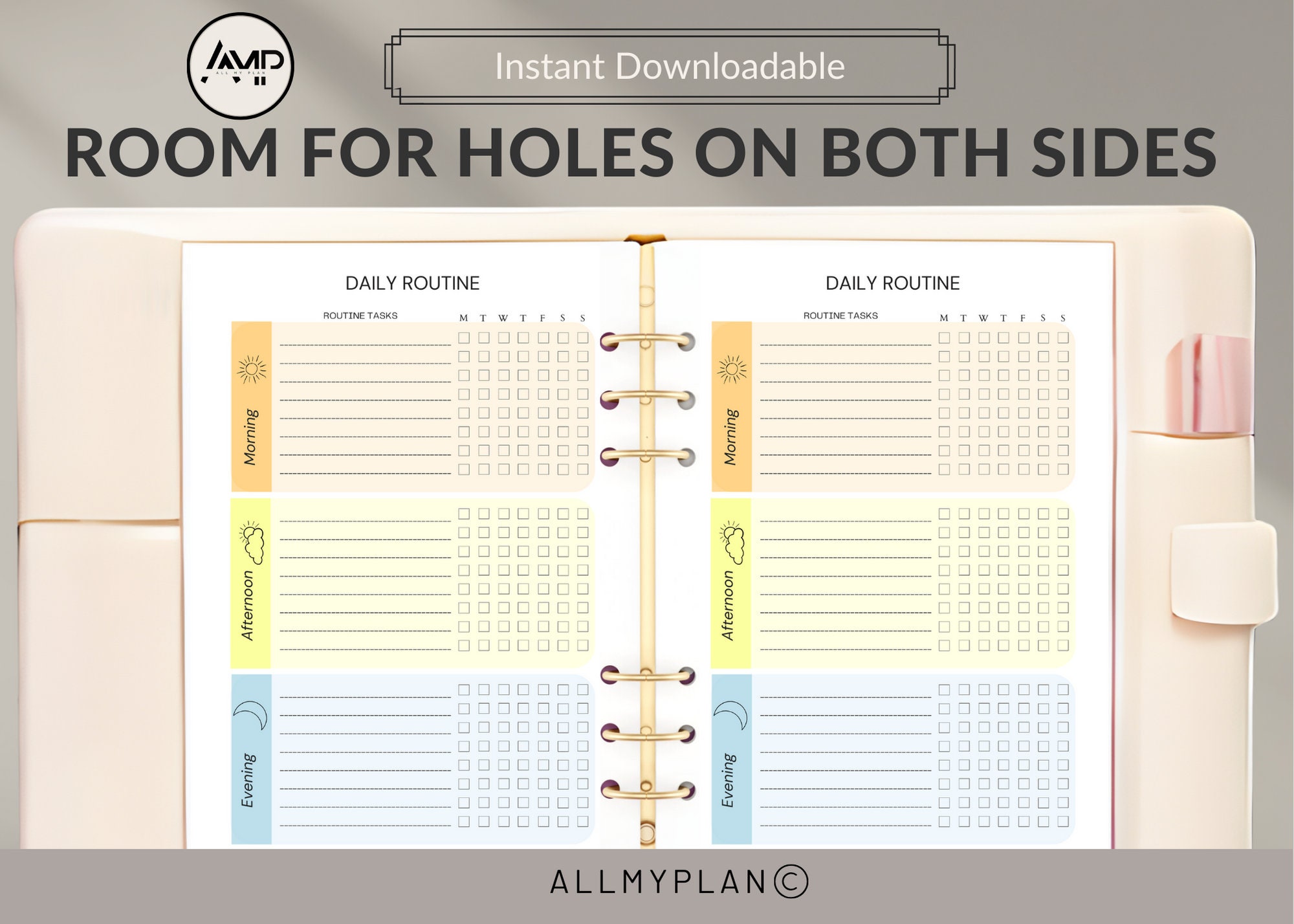 Daily Routine Checklist, Habit Tracker, Morning Afternoon Evening ...