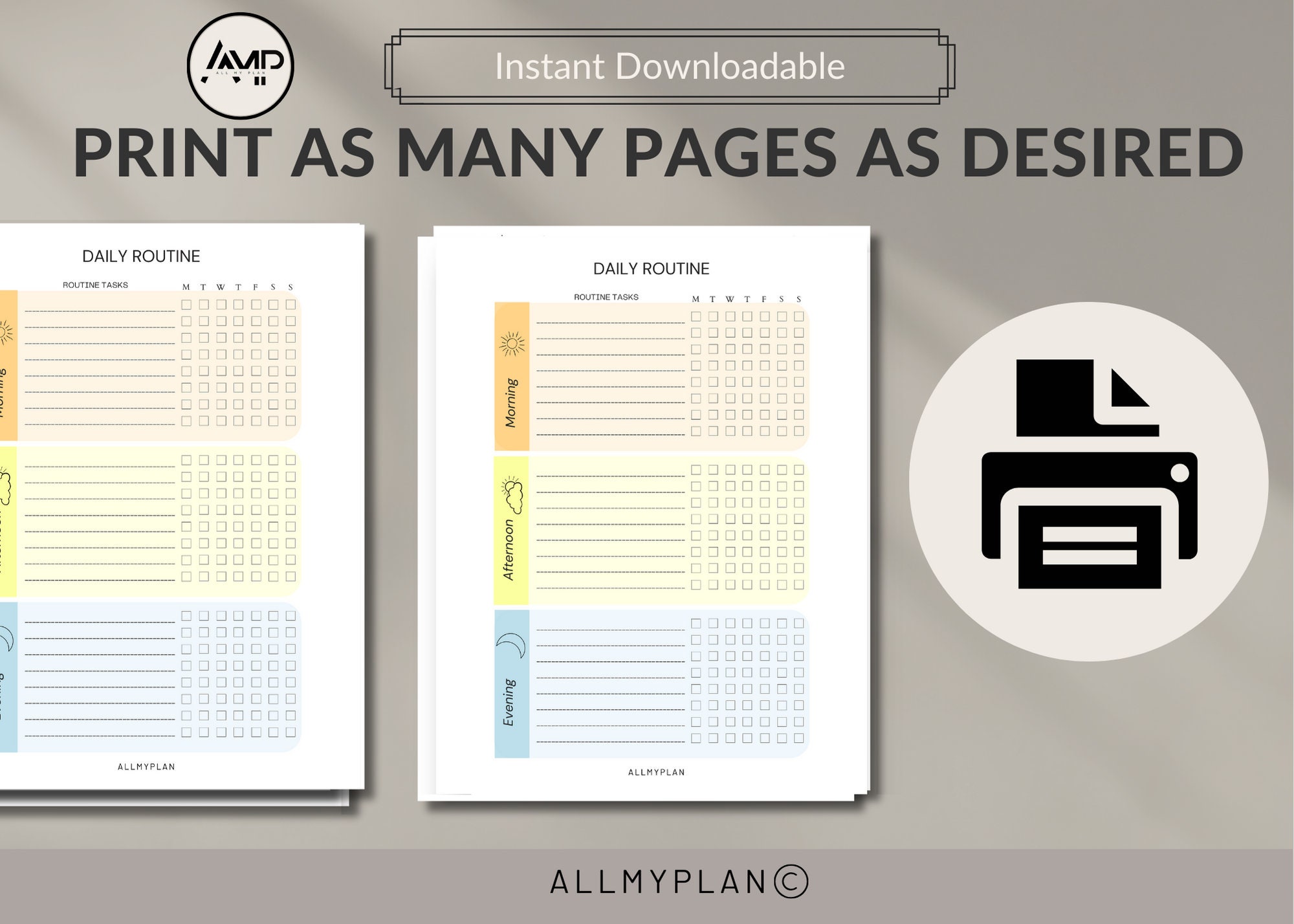 Daily Routine Checklist, Habit Tracker, Morning Afternoon Evening ...