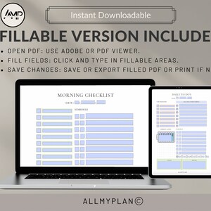 Daily Routine Template, Morning Checklist, Evening Routine, Custom ...