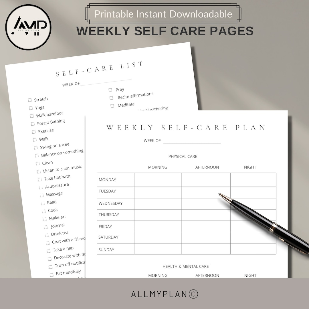 Printable Weekly Self-care Planner Wellness Template - Etsy Canada