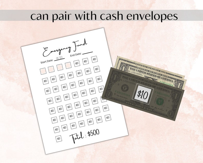 500 Dollar Mini Emergency Fund Savings Challenge Printable, Savings ...