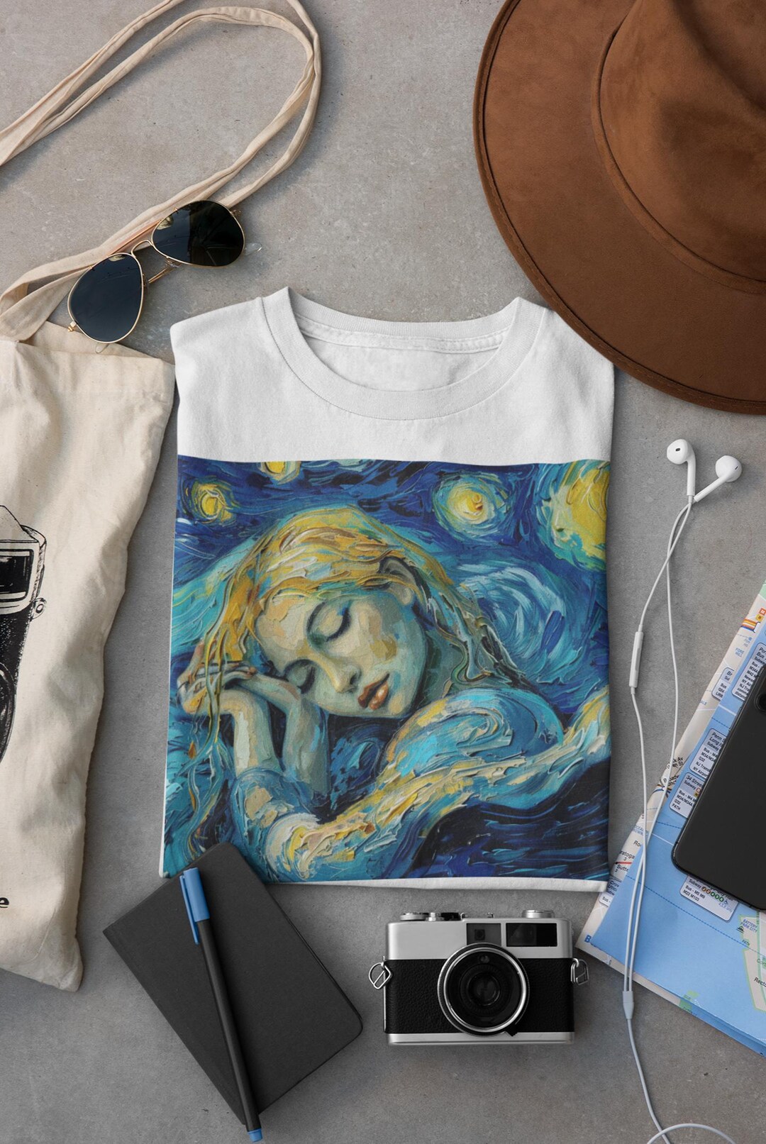 Van Gogh-inspired Sleeping Girl T-shirt, Artistic and Dreamy Design - Etsy
