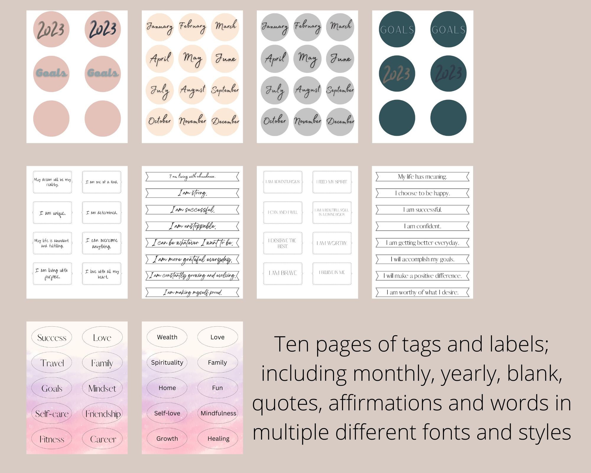 Printables for Vision Board | Vision Board Kit | Printable Affirmations ...