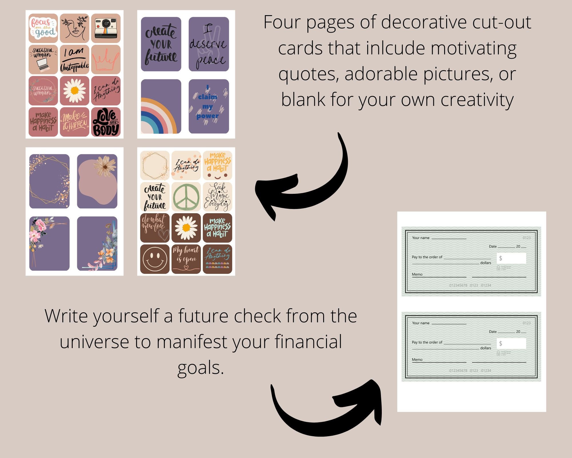 Printables for Vision Board Vision Board Kit Printable Affirmations ...