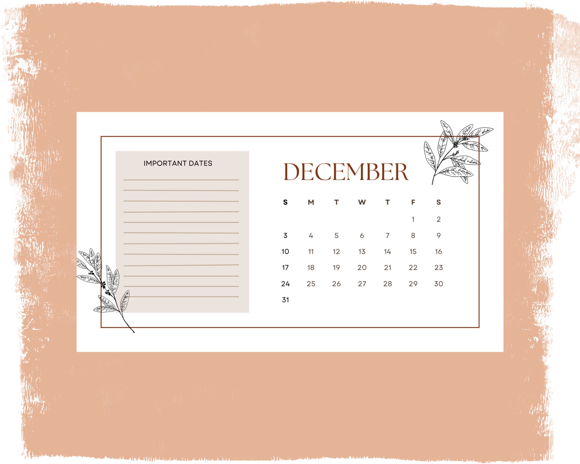 Printable Calendar 2023 | Monthly Calendar | 12 Months | Printable PDF ...