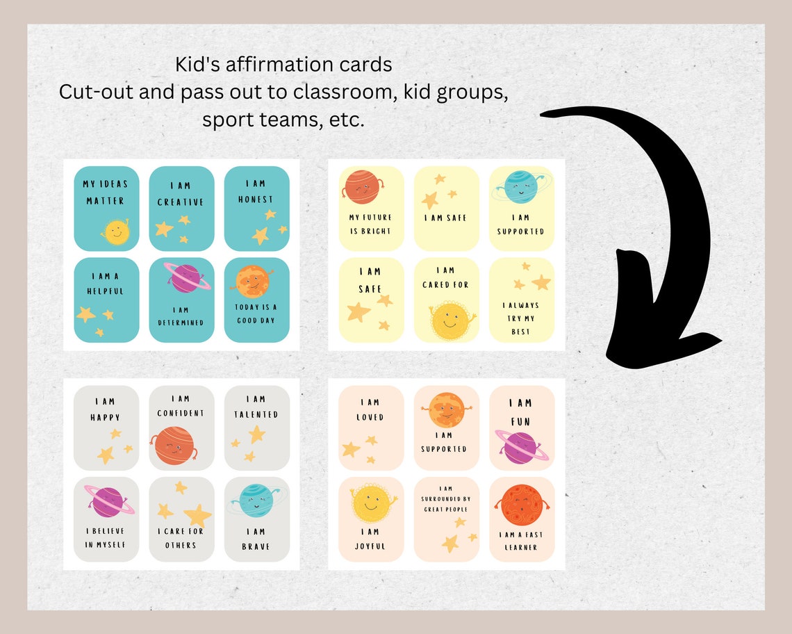 Printable Kid's Affirmation Cards | Positive Affirmation Cards for ...