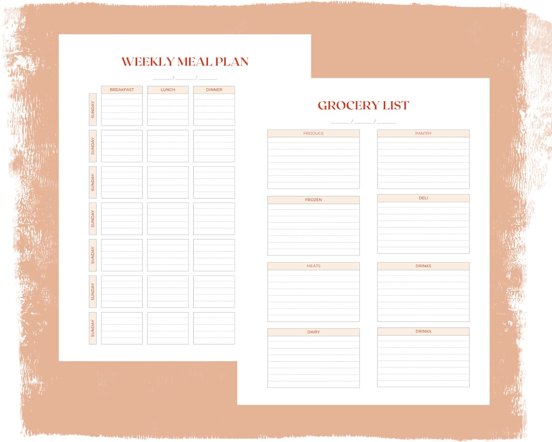 Printable Meal Planner | Printable Grocery Planner | Printable Grocery ...