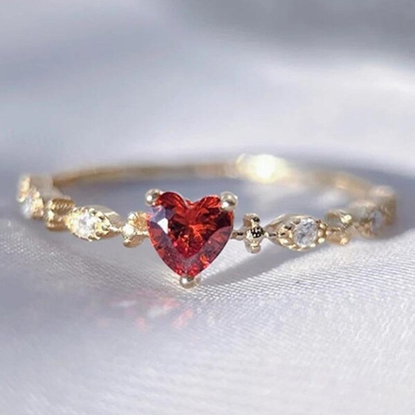 Red Heart Ring - Etsy