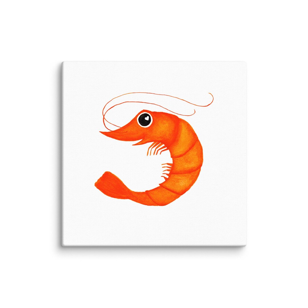 10" X 10" Watercolor Shrimp Canvas Print - Etsy