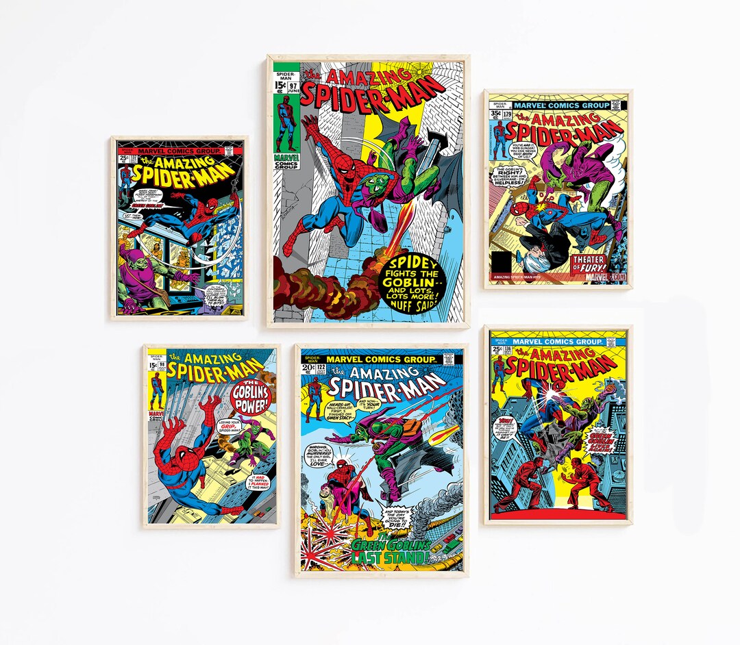 Spiderman Vintage Poster Set of 6 Poster Green Goblin Poster Spiderman ...