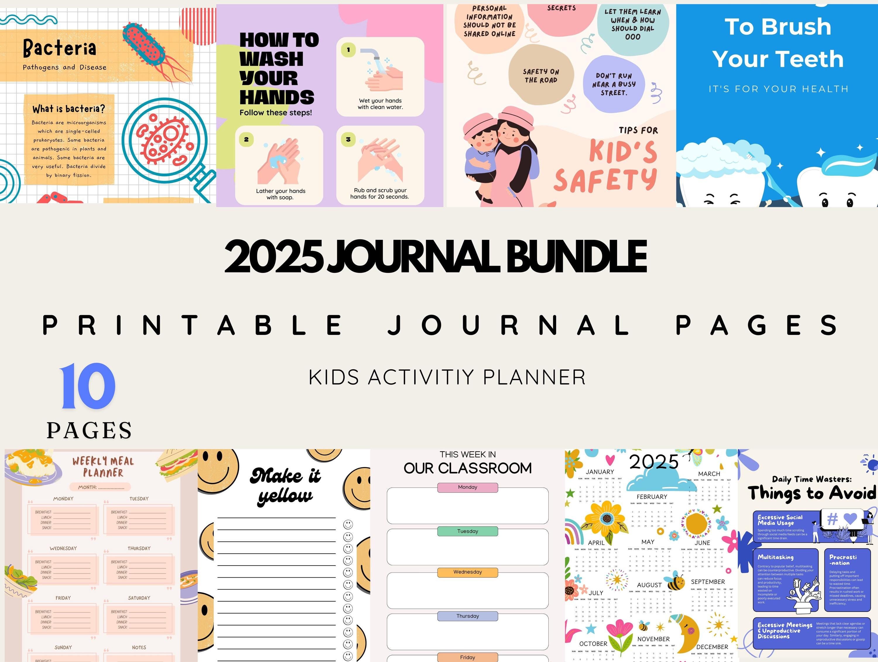 2025 Kids Journal Bundle | Printable Activity Planning Pages | 10 Fun ...