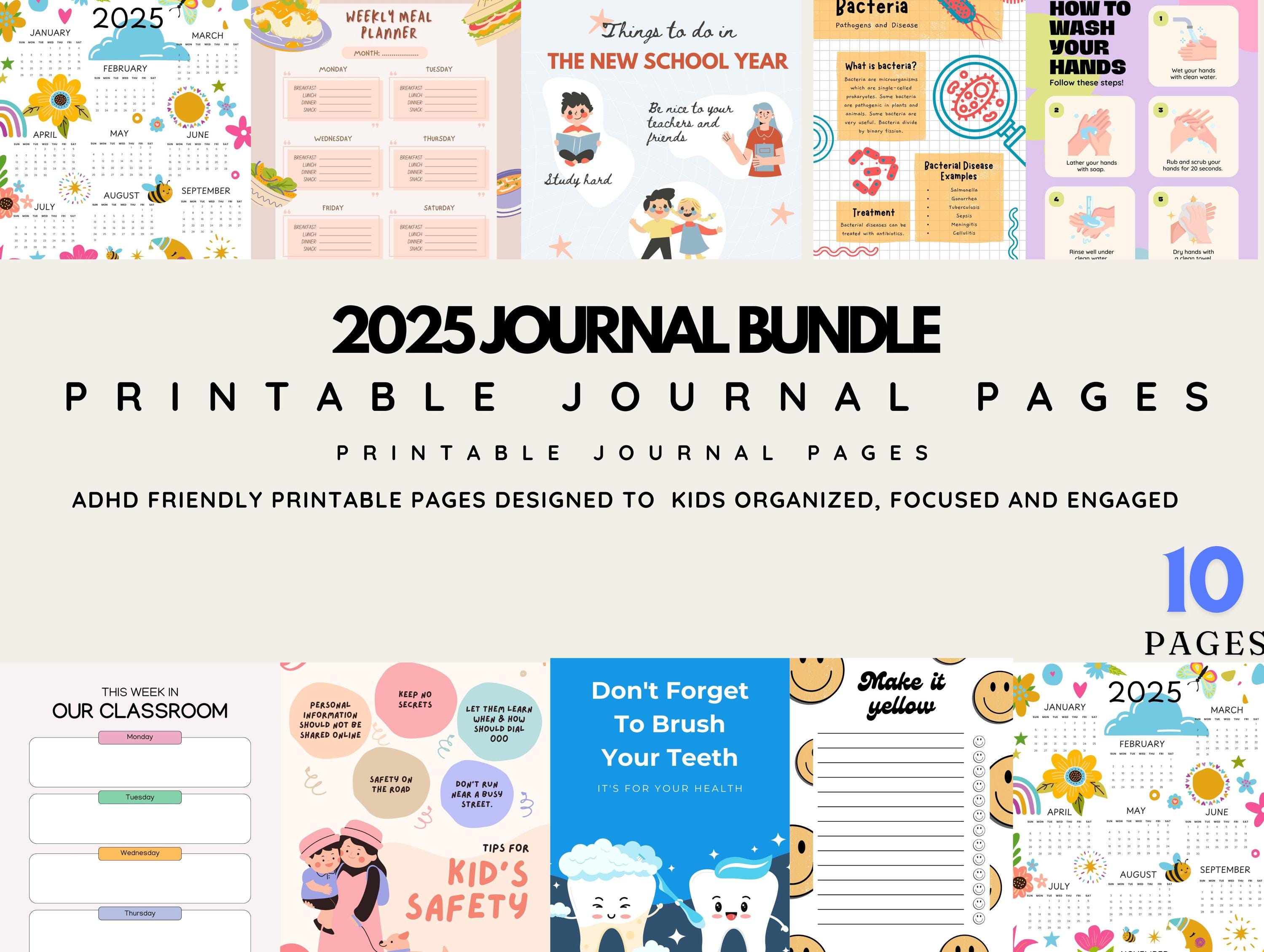 2025 Kids Journal Bundle | Printable Activity Planning Pages | 10 Fun ...