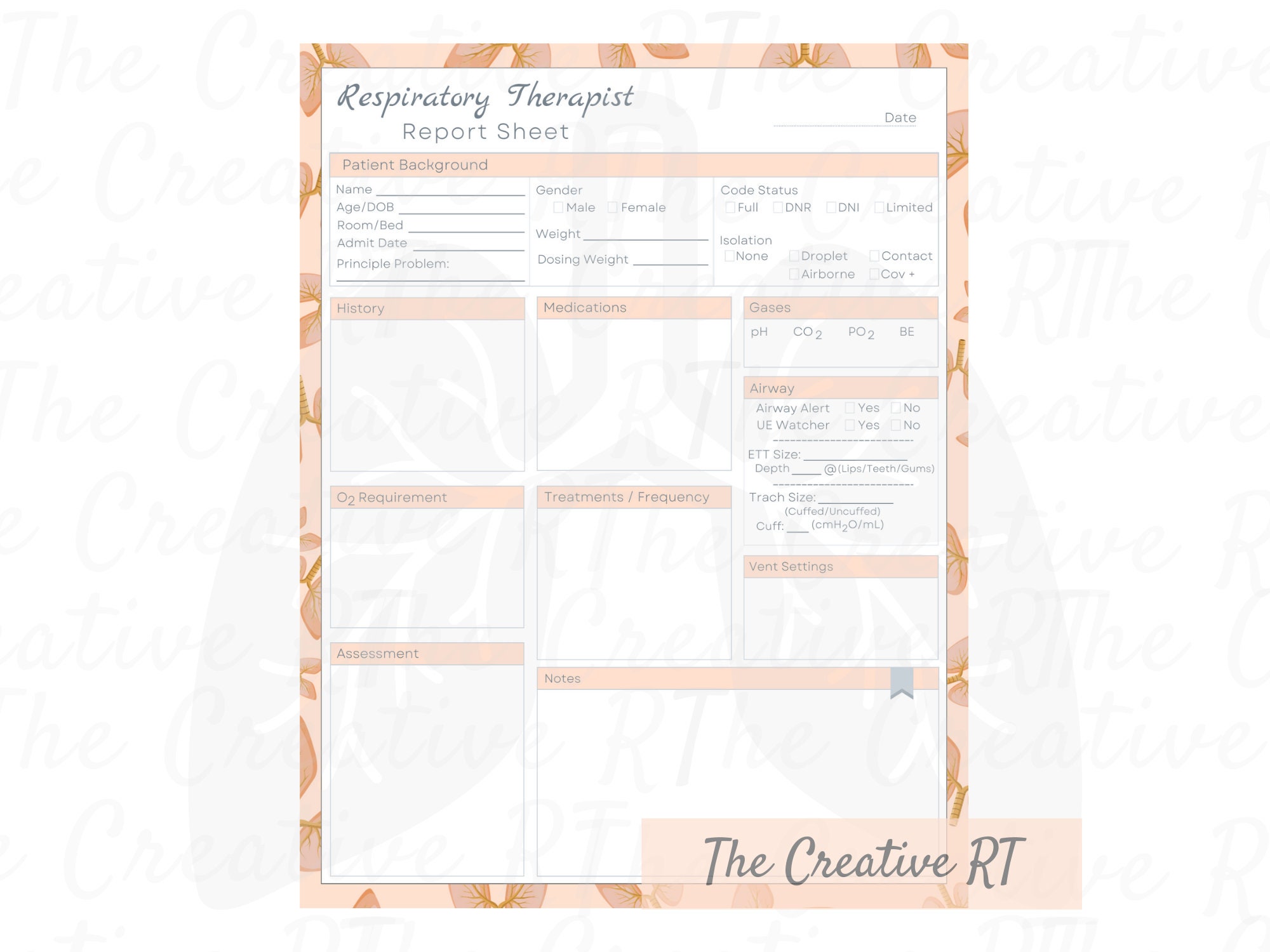 Respiratory Therapist Report Sheet - Orange - Etsy