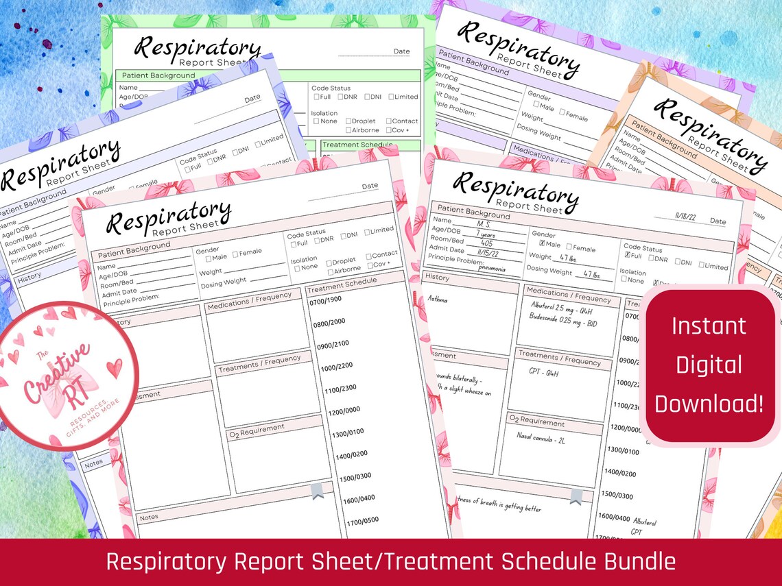 Respiratory Therapist Report Sheet – Printable RT Shift Planner ...