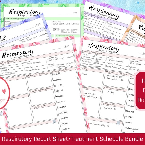 Respiratory Therapy Report Sheet - Etsy