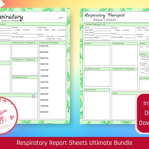 Respiratory Report Sheets Ultimate Bundle, Respiratory Treatment ...
