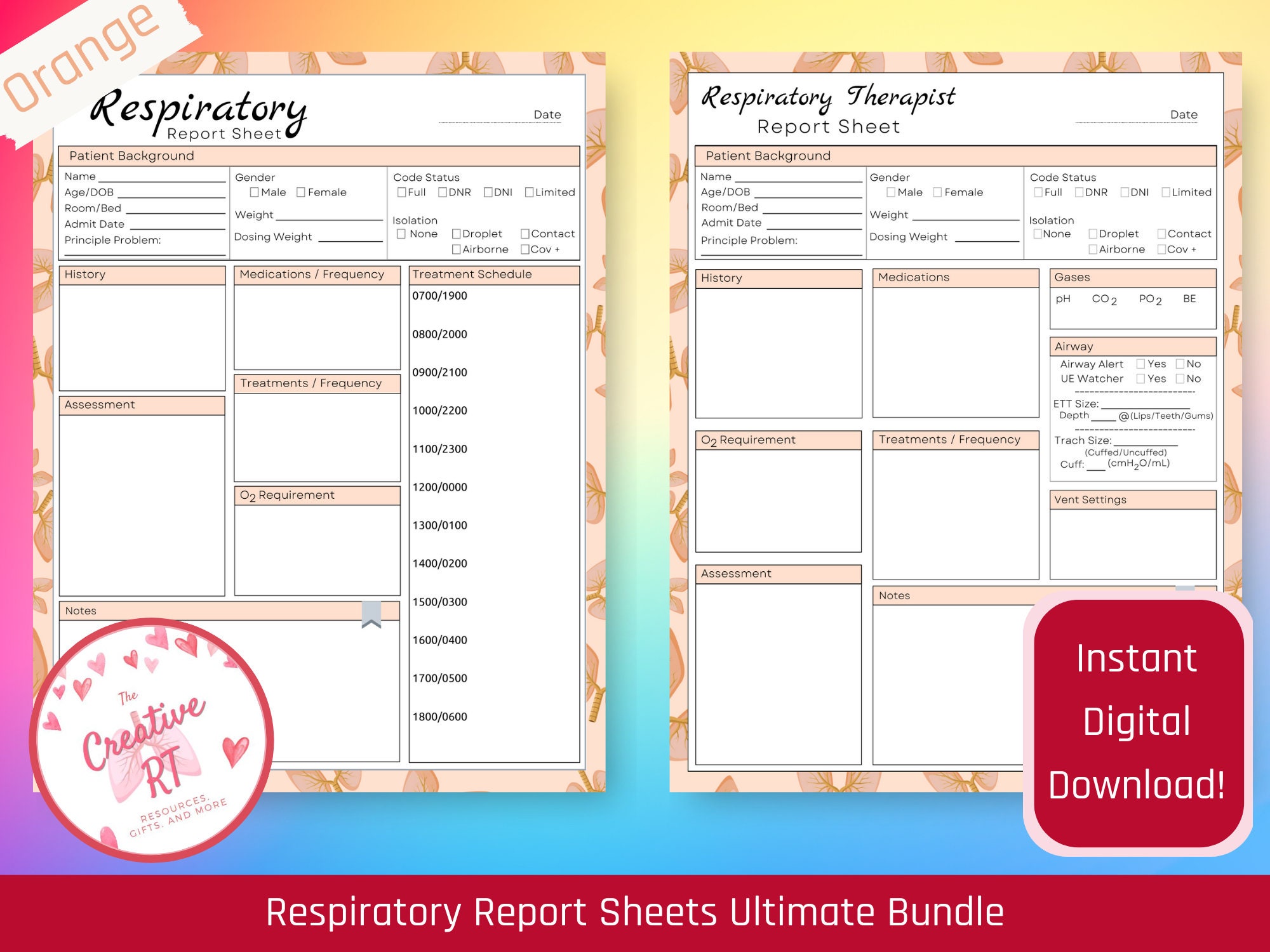 Respiratory Report Sheets Ultimate Bundle, Respiratory Treatment ...