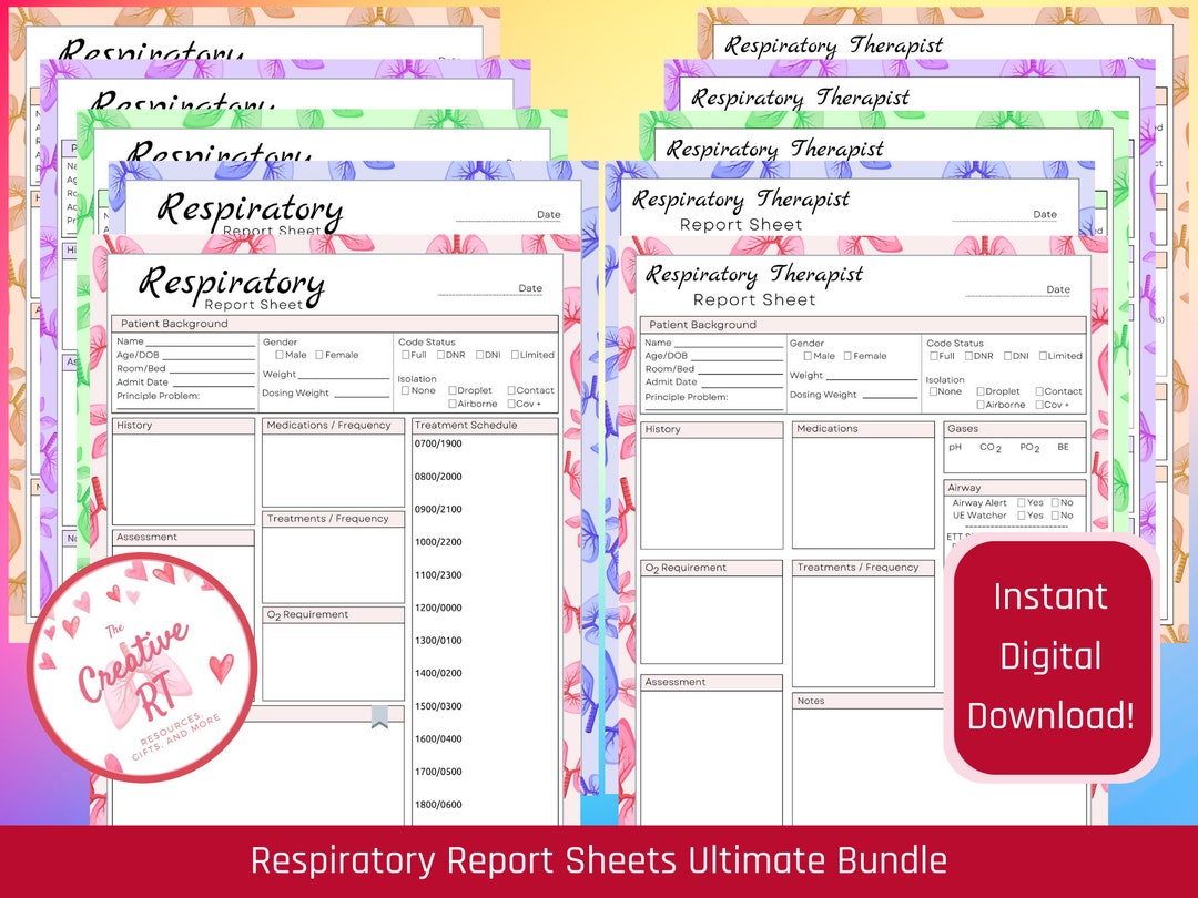 Respiratory Report Sheets Ultimate Bundle, Respiratory Treatment ...