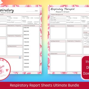 Respiratory Report Sheets Ultimate Bundle, Respiratory Treatment ...