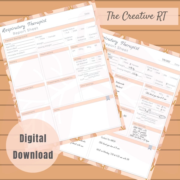 Respiratory Therapist Report Sheet Home Health - Etsy