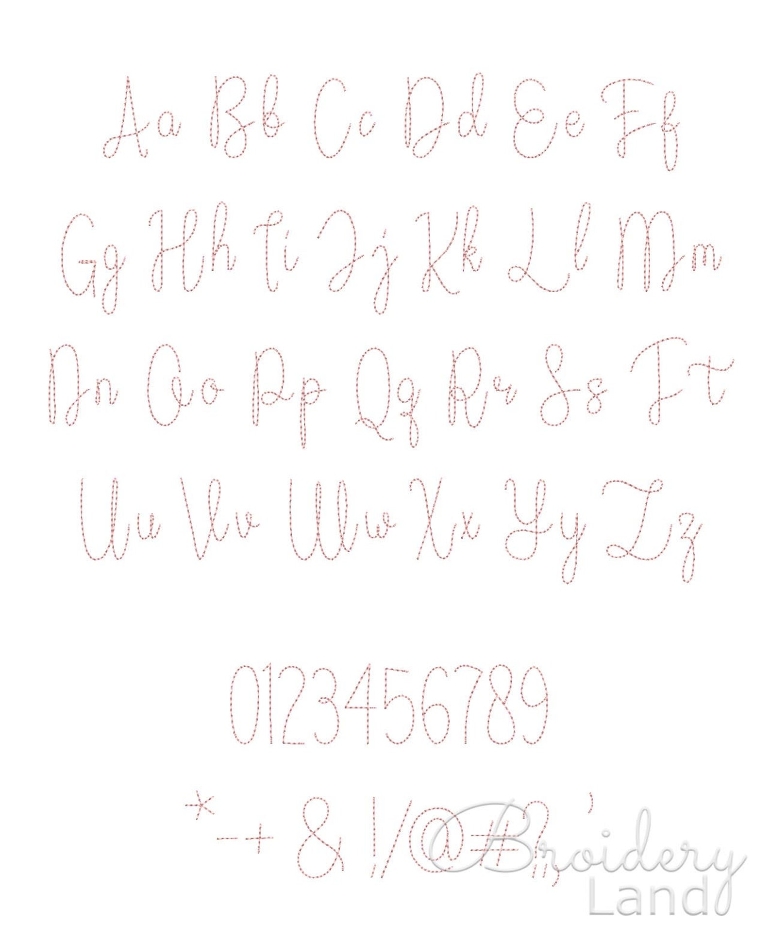 Bean Script Font Machine Embroidery Handwritten Alphabet 6 Sizes: 0.75", 1", 1.25", 1.5", 2", 2. ...