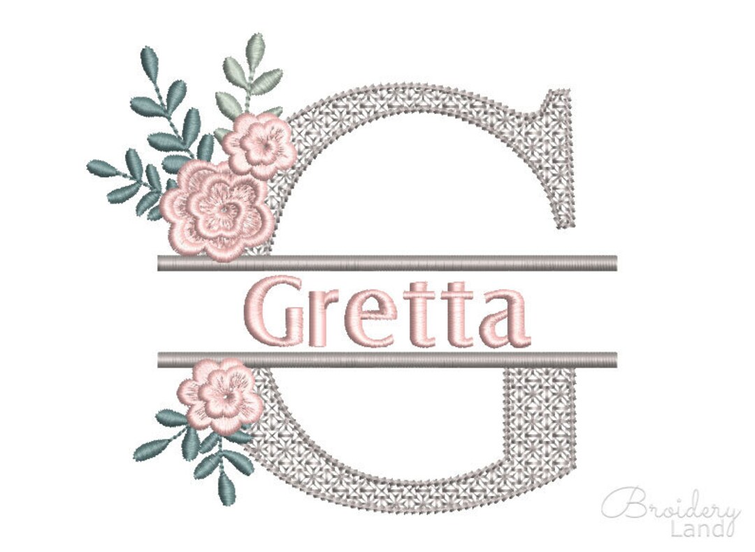 Letter G Split Flower Beautiful Monogram Machine Embroidery Design 4 ...