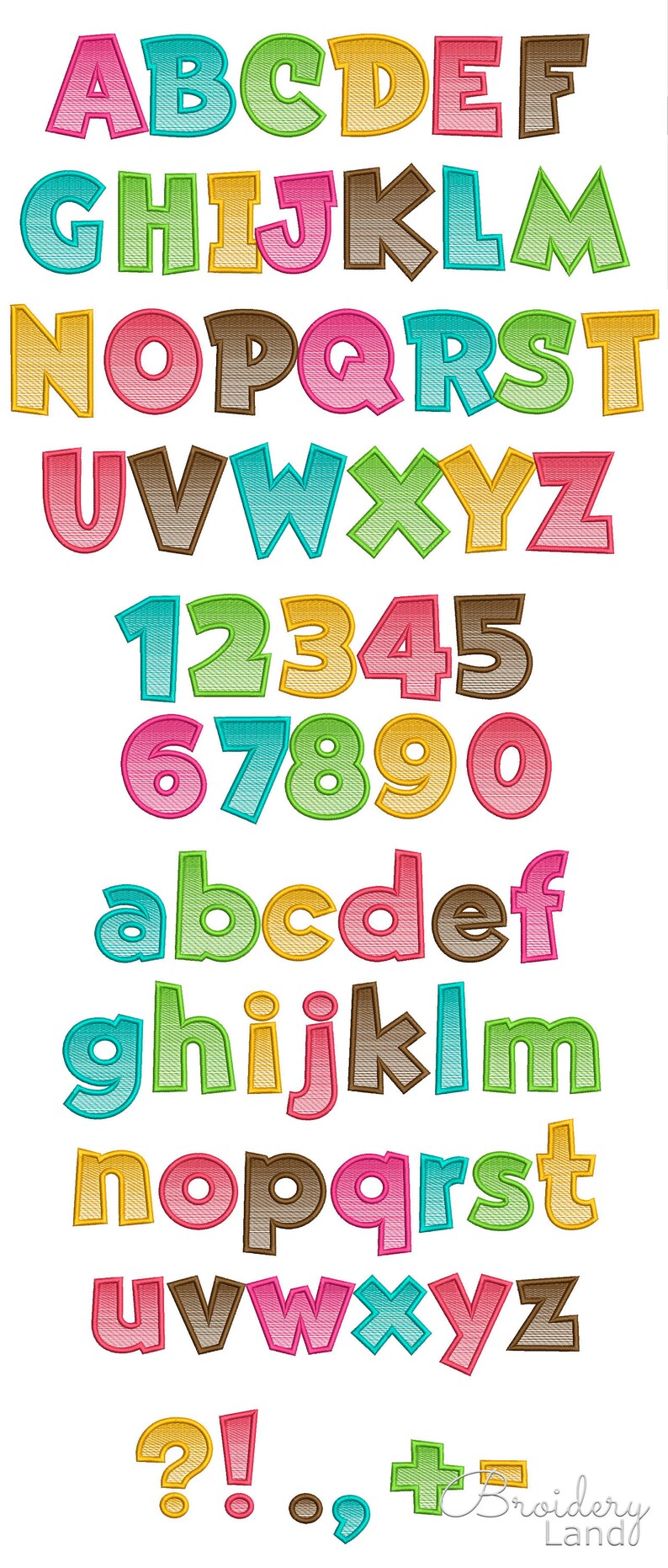 Gradient Machine Embroidery Font One Colour Ombre Alphabet 4 Sizes: 1.5 ...