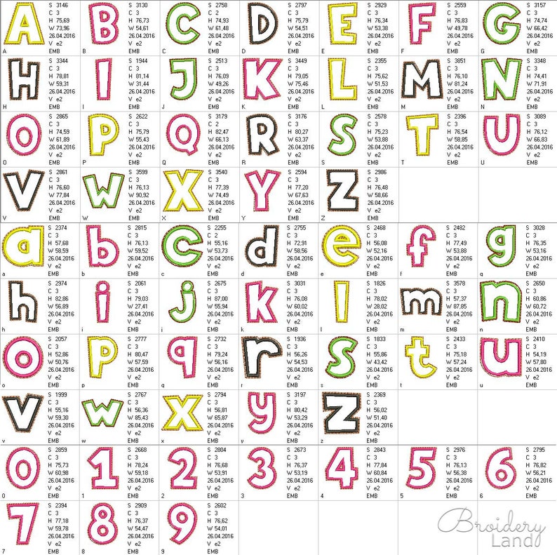 Applique Embroidery Font With Hand Stitch Outlines kids - Etsy