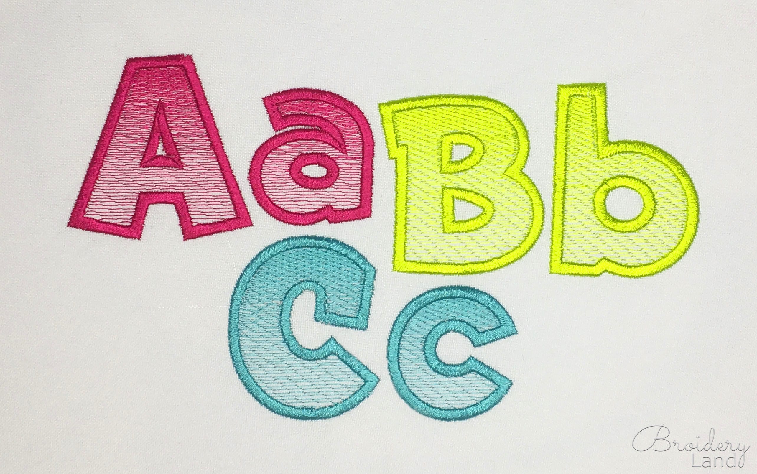 Gradient Machine Embroidery Font One Colour Ombre Alphabet 4 Sizes: 1.5 ...