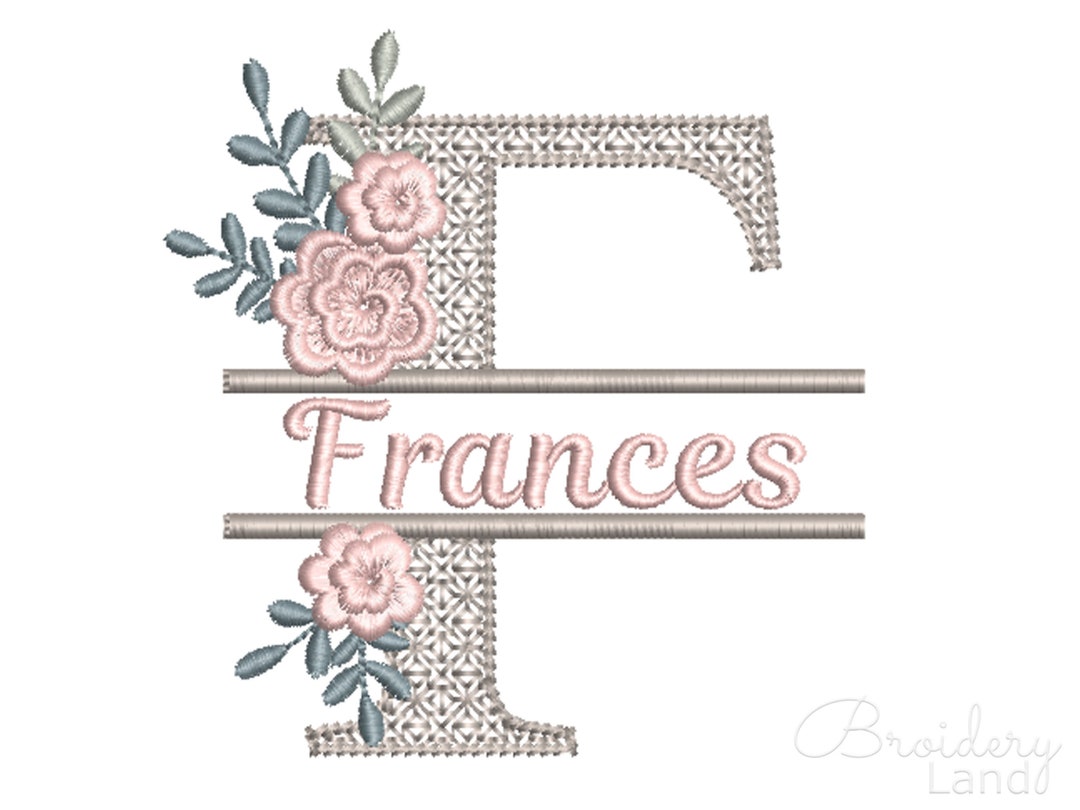 Letter F Split Flower Beautiful Monogram Machine Embroidery Design 4 ...