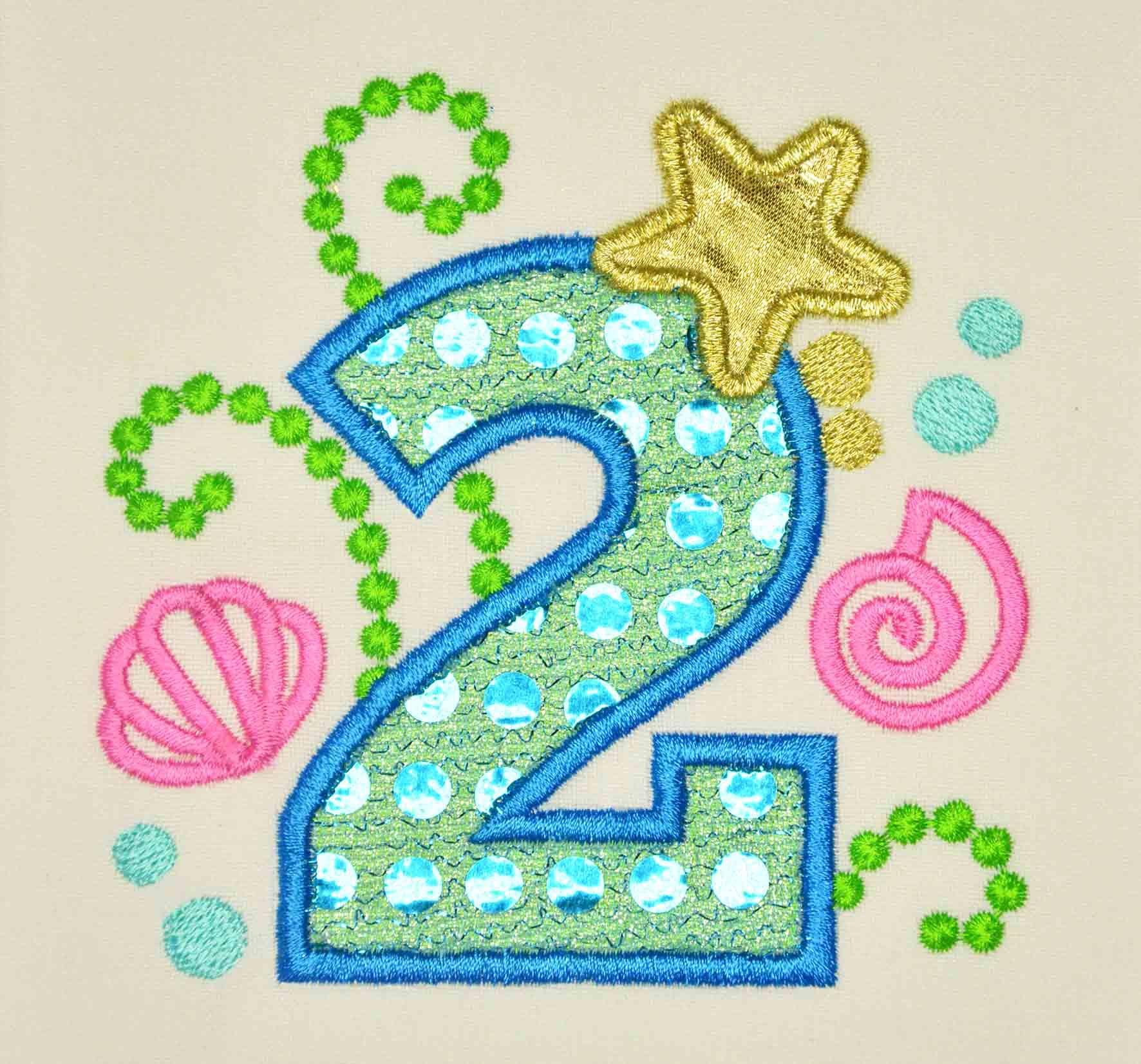 Mermaid Numbers Applique - 0-9 Machine Embroidery Set - Ocean Theme ...