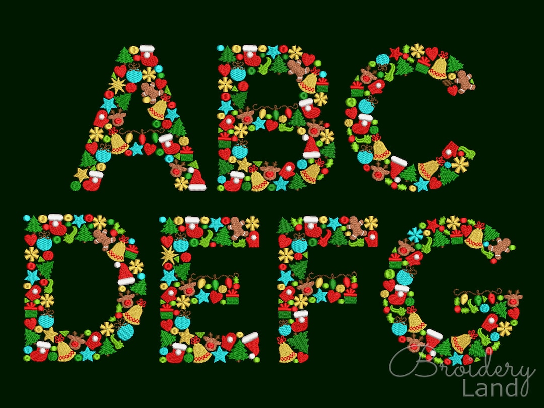 Christmas Alphabet A-Z Machine Embroidery Designs New Year Monogram 4 ...