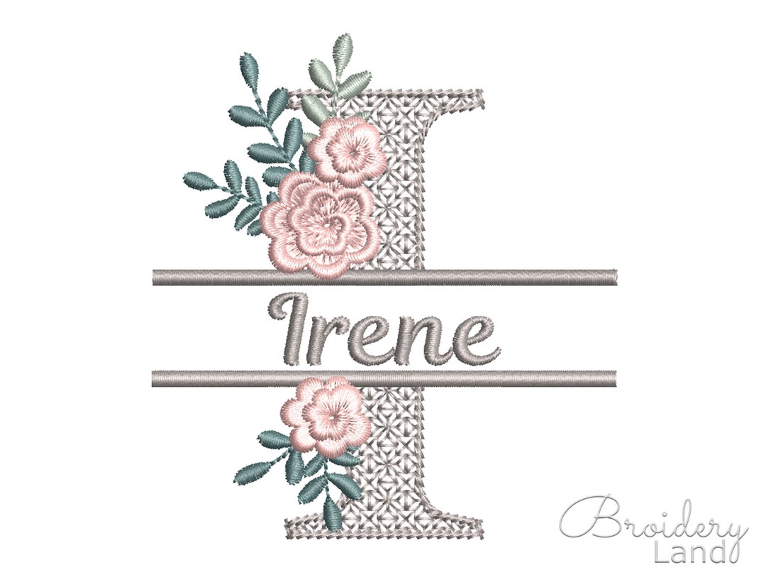 Letter I Split Flower Beautiful Monogram Machine Embroidery Design 4 ...