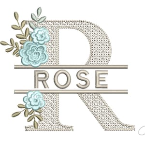 A-Z Split Flower Beautiful Monogram Machine Embroidery Alphabet Motif ...