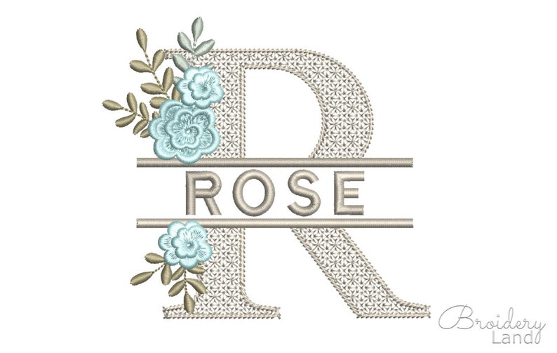 A-Z Split Flower Beautiful Monogram Machine Embroidery - Etsy