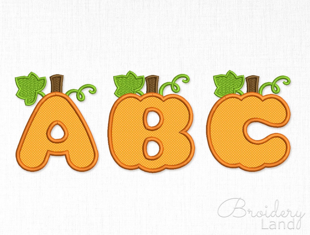 A-Z Pumpkin Alphabet Machine Embroidery Font Cute Monogram for Kids ...