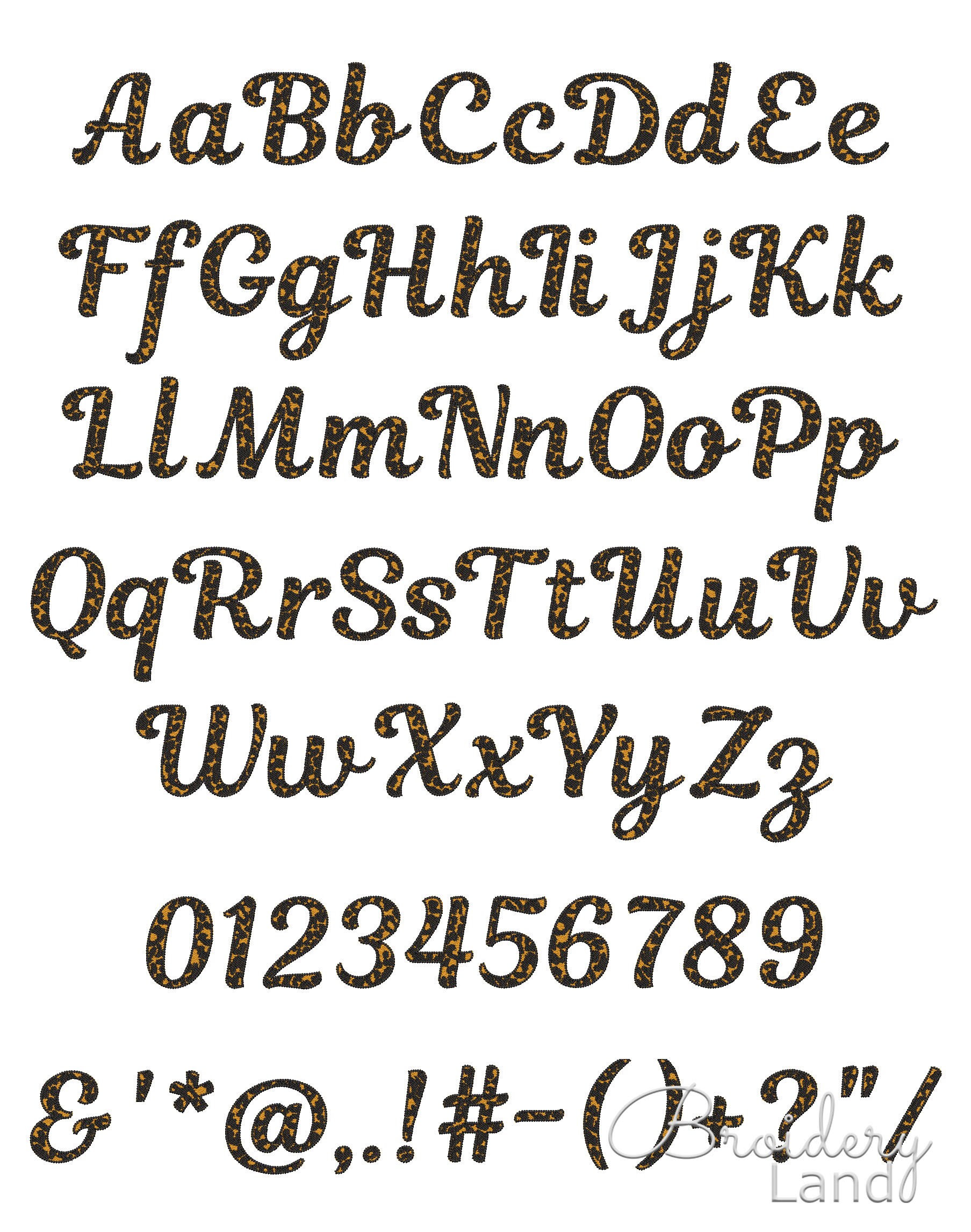 Leopard Machine Embroidery Font Filled Embroidery Rounded Stepstitch ...