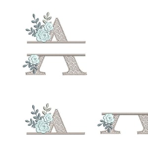 A-Z Split Flower Beautiful Monogram Machine Embroidery Alphabet Motif ...