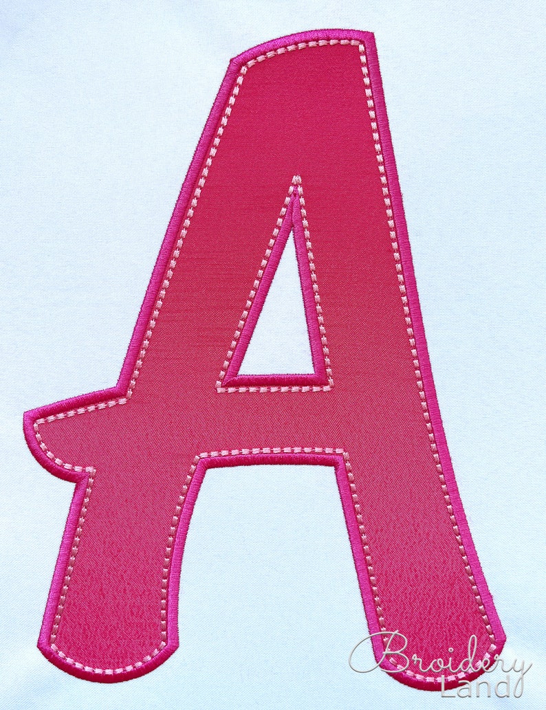 Applique Embroidery Font With Hand Stitch Outlines Alphabet - Etsy